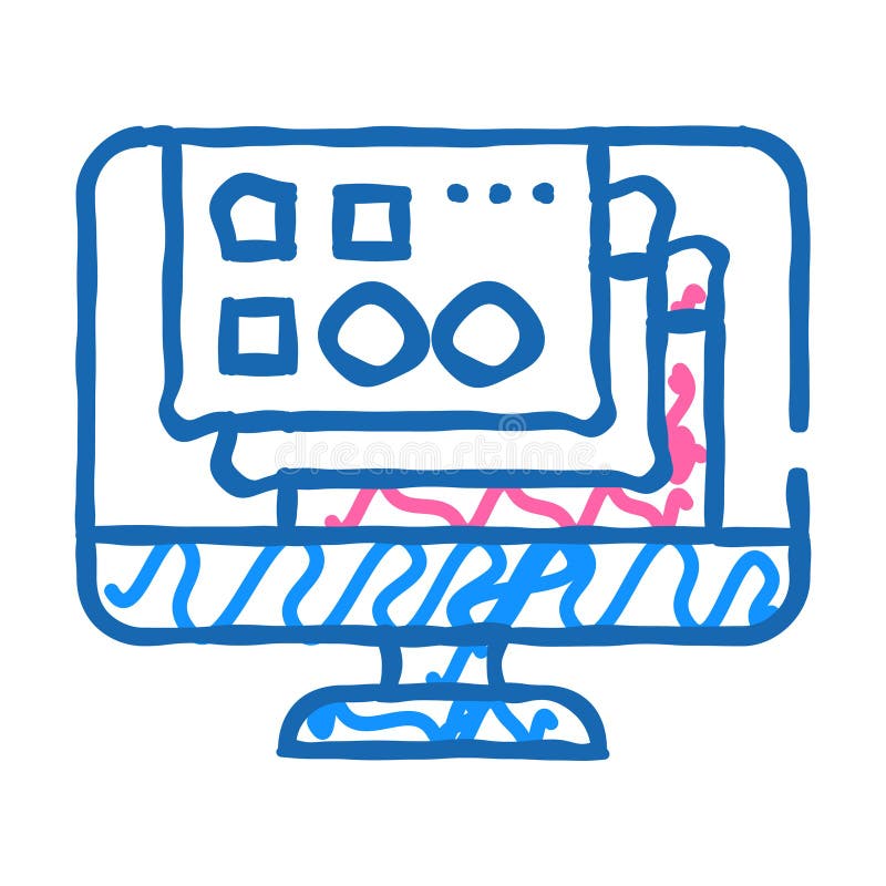 Opened Windows of Operating System Icon Doodle Illustration Stock ...