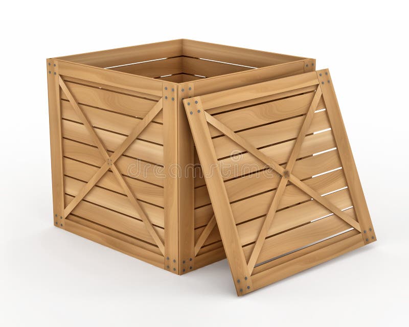 Open Wooden Crate stock illustration. Illustration of rendered - 4994035
