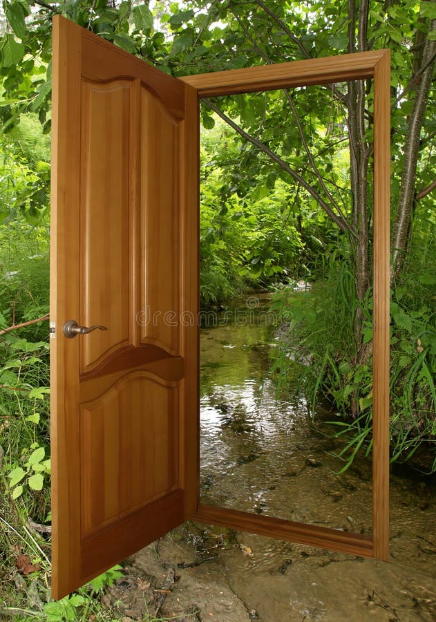 Opened Wooden Door on White Stock Photo - Image of doors, people: 1658578