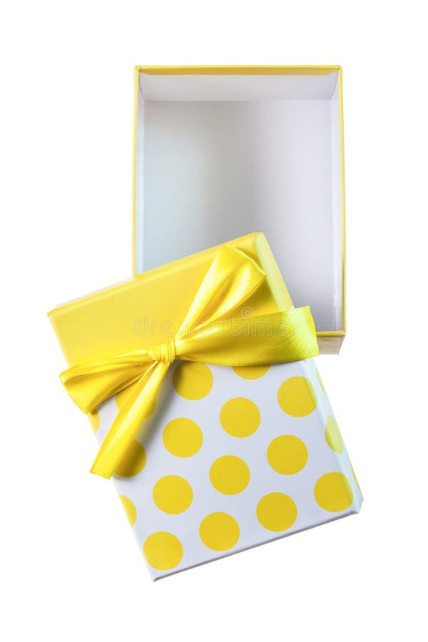 Opened Yellow Gift Box Isolated on White Stock Photo - Image of ...