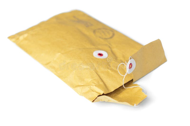 Opened yellow parcel stock photo. Image of blank, mail - 16590038