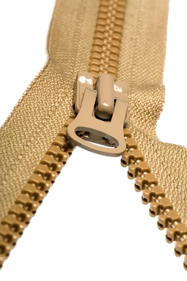 Opengeritste Bruine Ritssluiting Stock Foto - Image of metaal ...