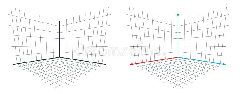 OpenGL Projection Matrix Perspective 3d Axis Vector Stock Vector ...
