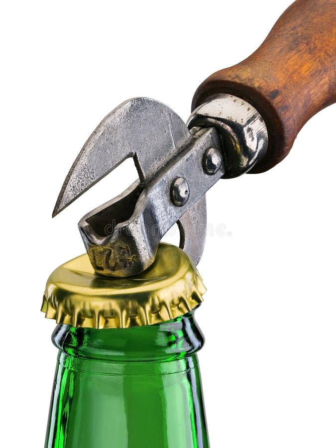 Opening of Beer Bottle by Can Opener Stock Photo - Image of stopper ...