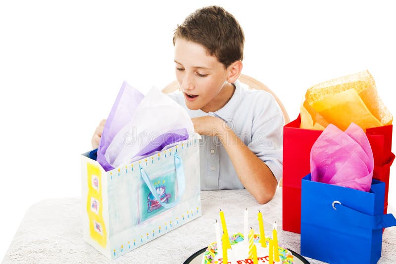 Girl Opening Birthday Presents Stock Photo - Image of girl, caucasian ...