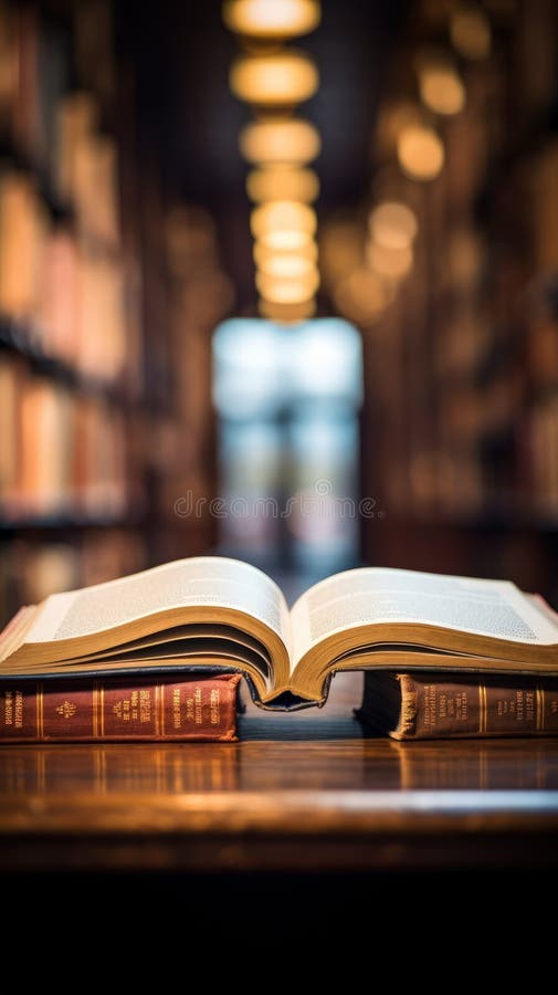 Opening a Book or Textbook on the Table in the Library Stock ...