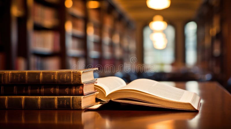 Opening a Book or Textbook on the Table in the Library Stock ...