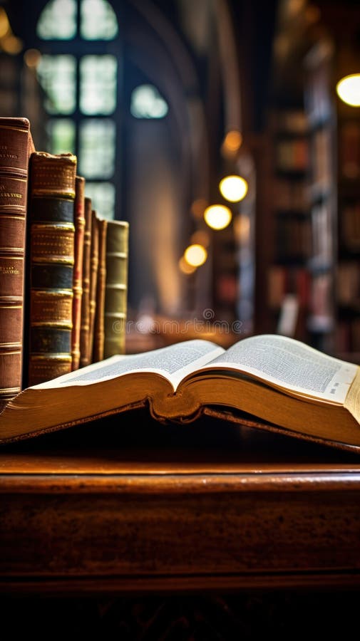 Opening a Book or Textbook on the Table in the Library Stock ...