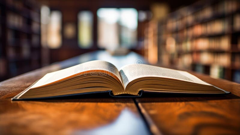 Opening a Book or Textbook on the Table in the Library Stock ...