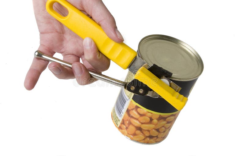 Opening can stock image. Image of consume, beans, hand - 1005603