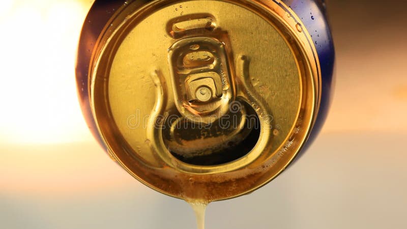 Close Up Of Open Aluminium Beer Can. Stock Video - Video of bright ...