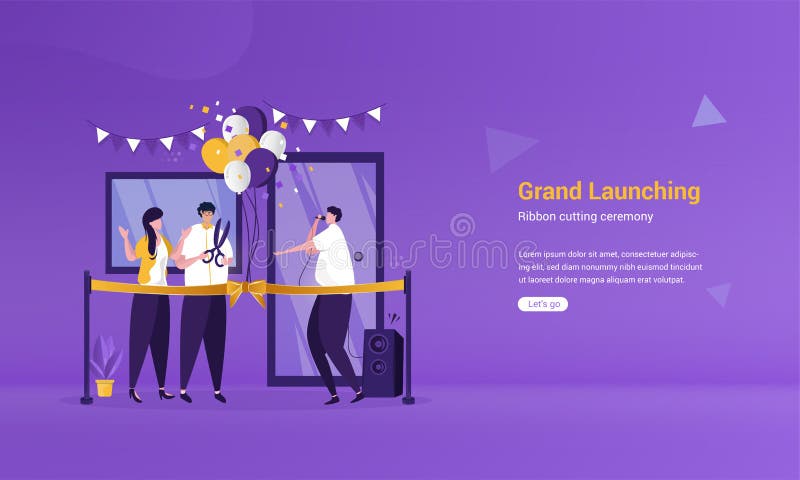 Grand Launching Ceremony with Ribbon Cutting Illustration Concept Stock ...