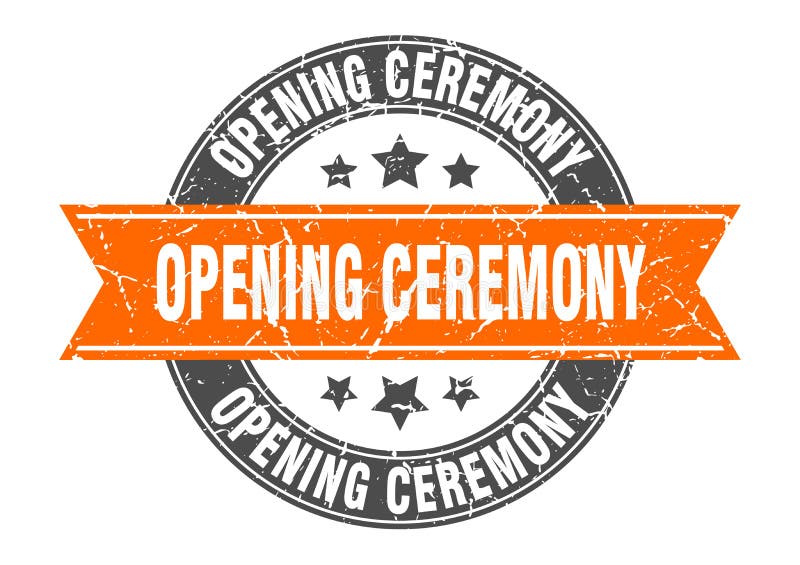 Opening Ceremony Round Stamp with Ribbon. Label Sign Stock Vector ...