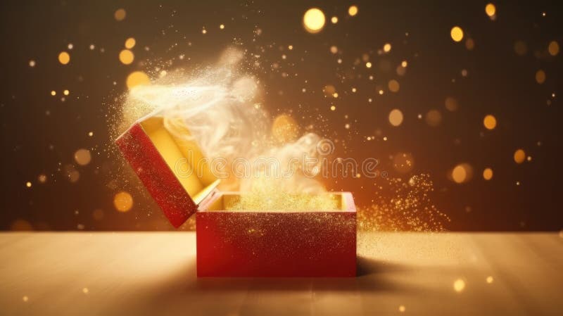 Opening Christmas Gift Box with Sparkles. Generative Ai Stock ...