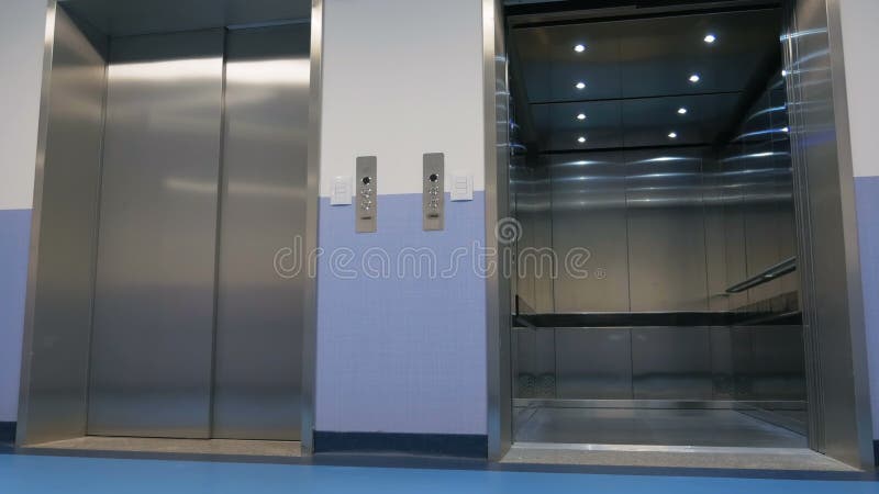 Elevator is Arriving and Doors Opening and Closing Stock Video - Video ...