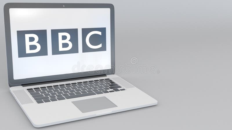 British Broadcasting Corporation BBC Logo on the Screen in a Meeting ...