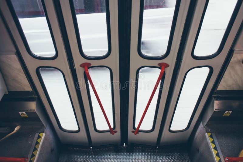 Opening/closing tram doors stock image. Image of prague - 38269031