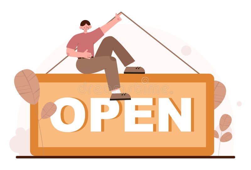 Opening Concept. Character Open Something New Stock Vector ...