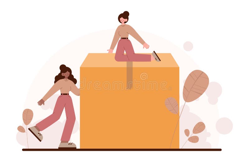 Opening Concept. Character Open Something New Stock Vector ...