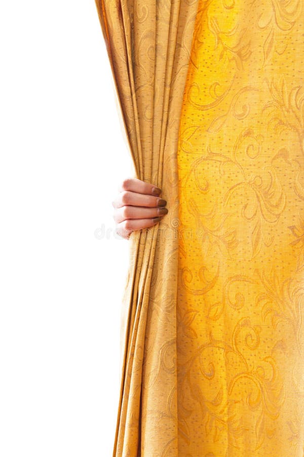 Hand Opening Curtain stock image. Image of elegant, interior - 36009909