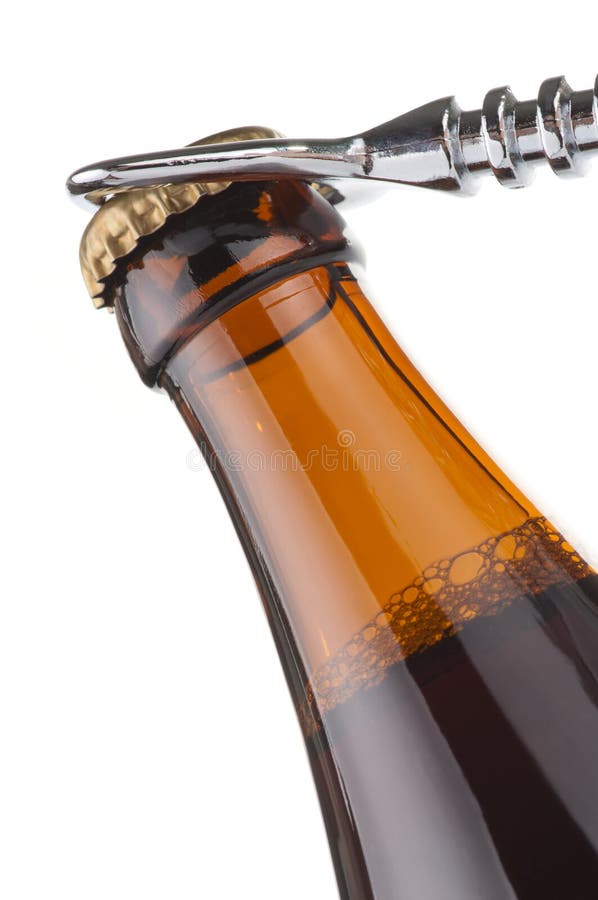 Opening Beer Bottle with Metal Opener Stock Photo - Image of macro ...