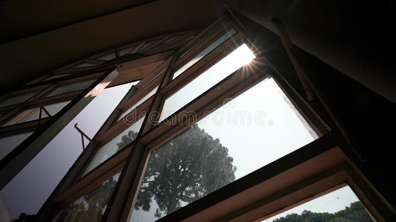 Building Door with Huge Windows through Which the Sun S Rays Shine ...