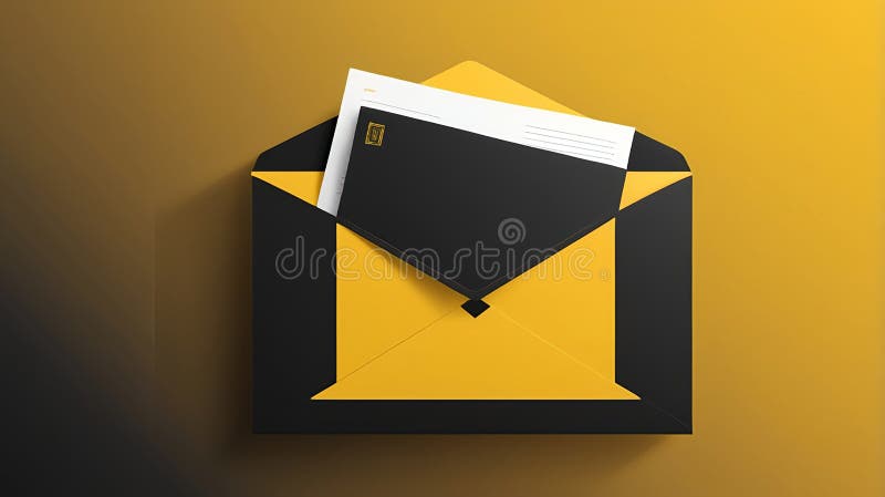 Opening Envelope with Stationery on Yellow Background Stock ...