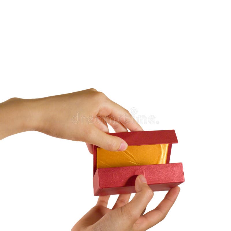Opening a gift box stock photo. Image of isolated, birthday - 5690696