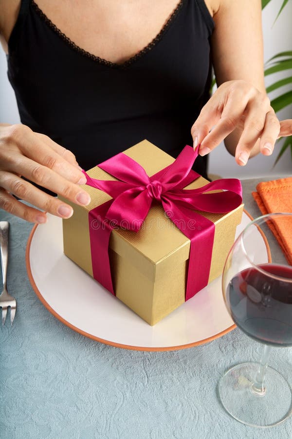 Opening a Golden Gift Package Stock Image - Image of detail, lifestyles ...
