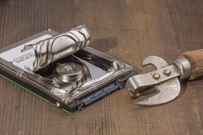 Opening of the Hard Drive Can Opener Stock Image - Image of disk ...