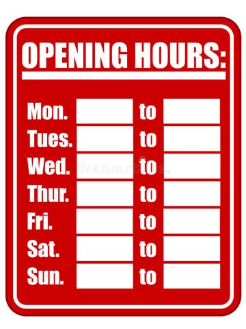 Opening Hours Sign EPS stock vector. Illustration of graphic - 15734378