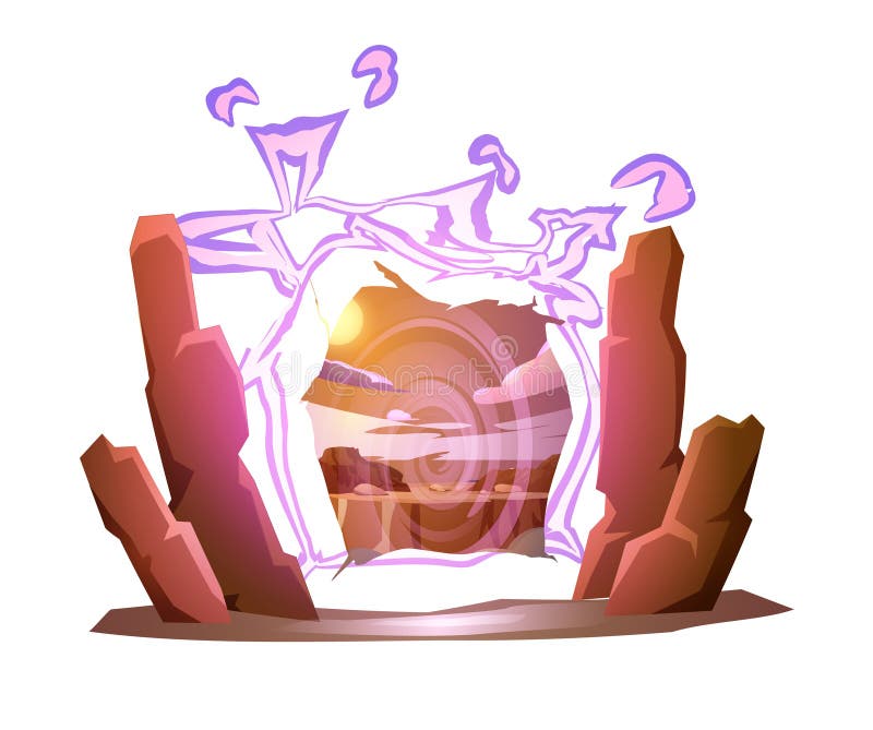 Opening Magic Portal or Gate for Game Realistic Vector Illustration ...