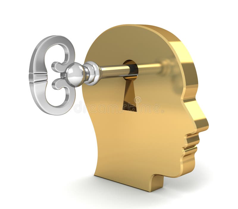 Opening Mind with a Key Concept 3d Illustration Stock Illustration ...