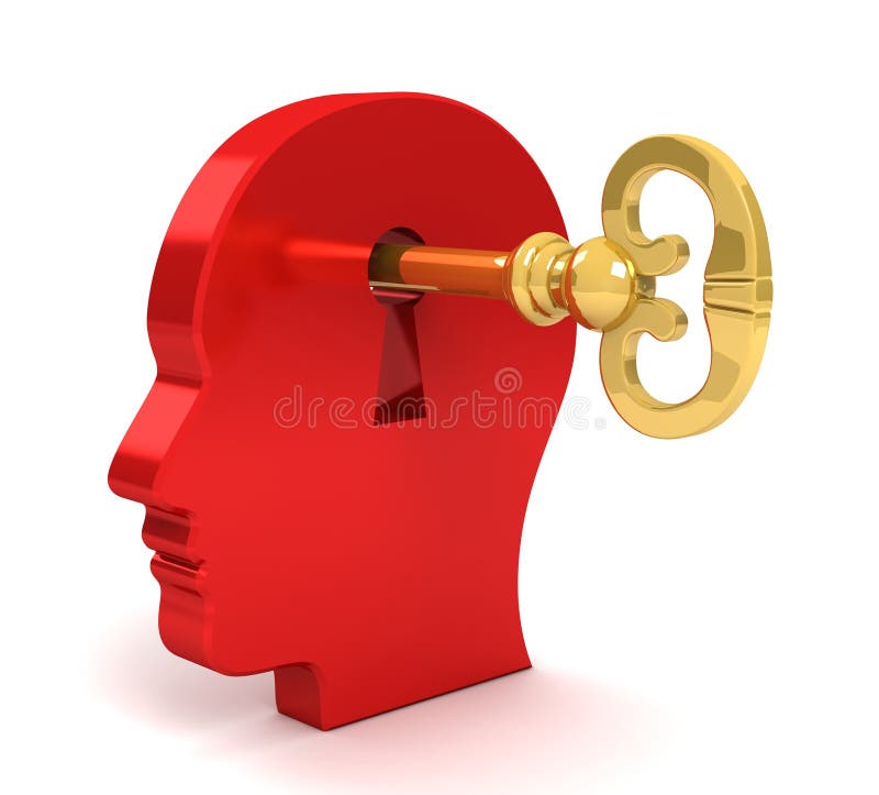 Opening Mind with a Key Concept 3d Illustration Stock Illustration ...