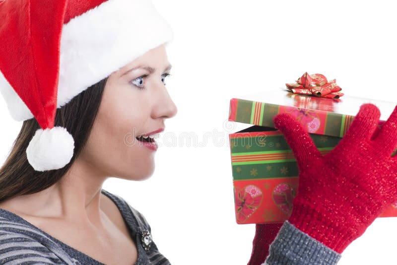 Opening present stock image. Image of receiving, woman - 16868933