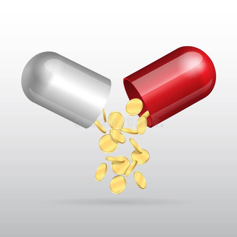 Opening Red Medical Capsule Stock Vector - Illustration of painkiller ...