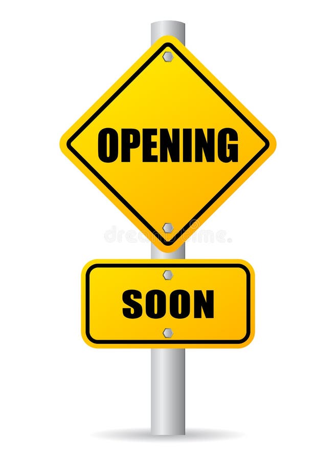 Opening soon notice board stock illustration. Illustration of board ...