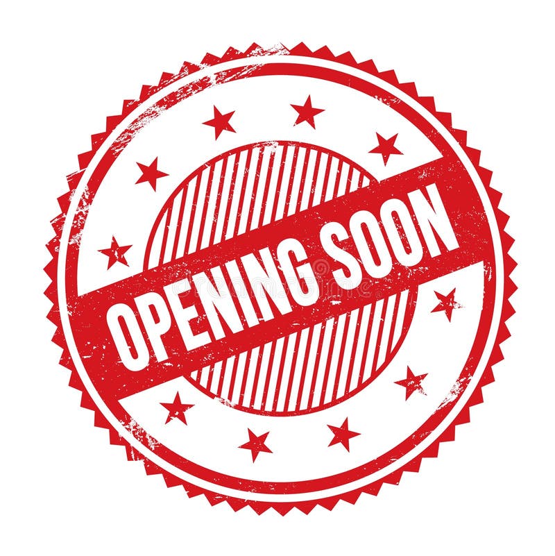 OPENING SOON Text Written on Red Grungy Round Stamp Stock Illustration ...
