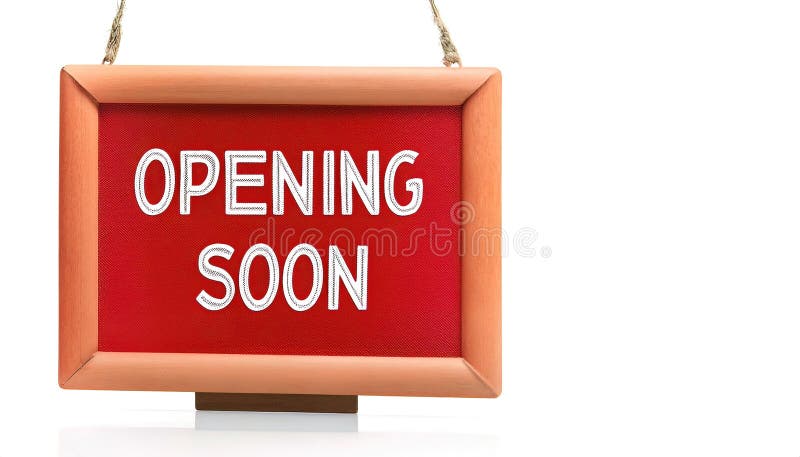 Opening Soon Words Sign Written on Red Rectangular Banner. Conceptual ...