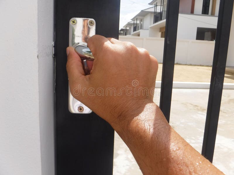 Opening the steel gate stock image. Image of entry, iron - 98182577