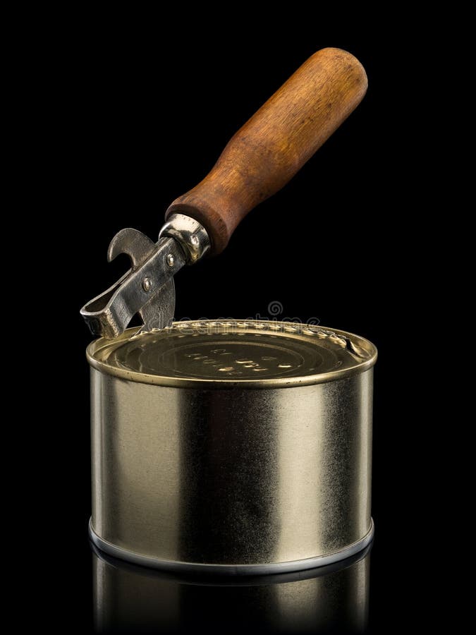 Opening of Tin Can by an Old Can Opener Stock Image - Image of ancient ...