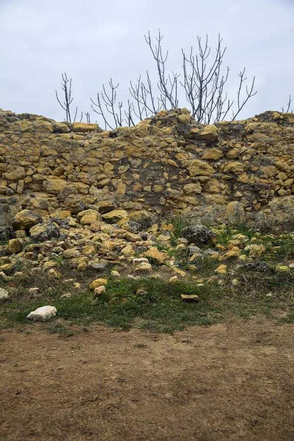 Opening on the Top of a Stone Wall in a Park on a Cloudy Day Stock ...