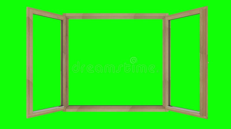 Opening Window. Animation of Opened Window with Green Screen or Chroma ...
