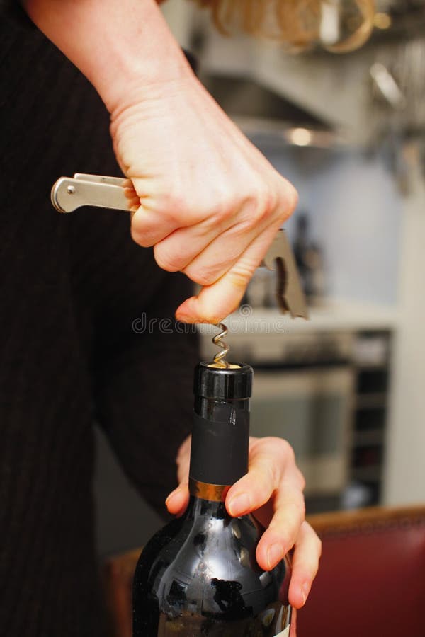 Opening a wine bottle stock photo. Image of opening, closeup - 37074818