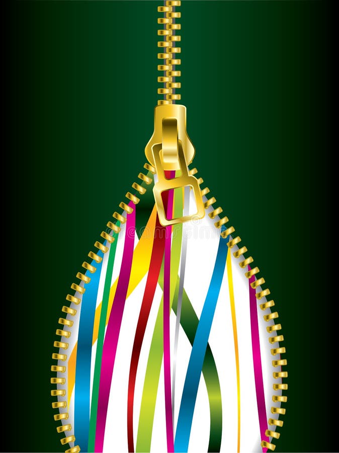 Opening Zipper with Ribbons Stock Vector - Illustration of advertise ...