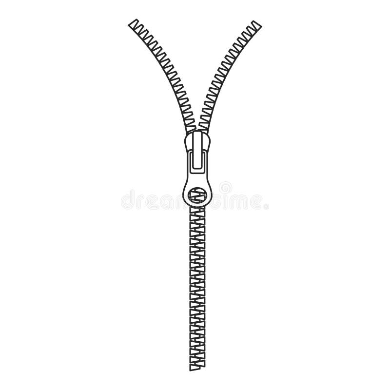Opening a Zipper Outline Vector Stock Vector - Illustration of drawing ...