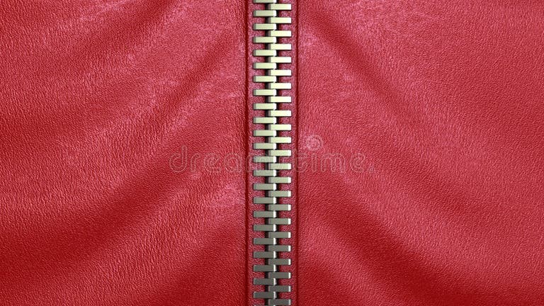 Opening Zipper with Red Leather Stock Illustration - Illustration of ...