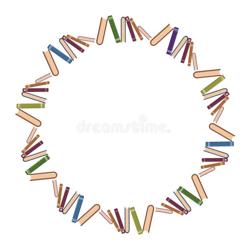 Openned Book Art Drawn Round Frame Stock Vector - Illustration of cover ...