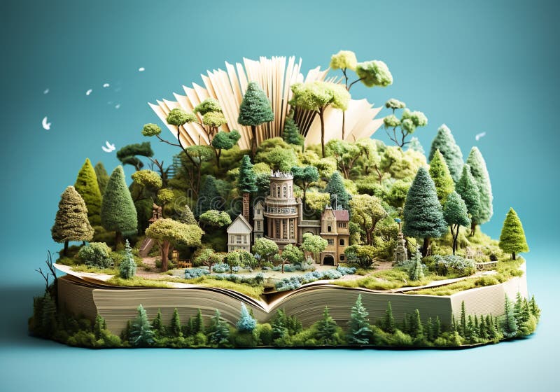 Opens Book with Forest Inside and Earth Globe. Earth S Day. Concept of ...