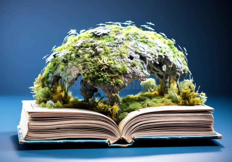 Opens Book with Forest Inside and Earth Globe. Earth S Day. Concept of ...
